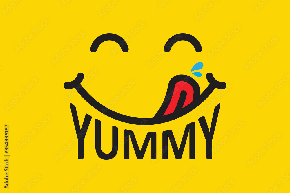 Yummy face smiley delicious with tongue lick mouth, tasty food eating ...