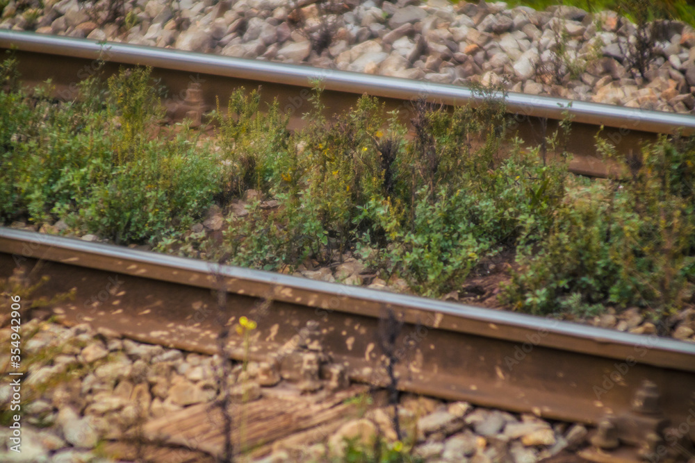 Poor condition of mainline train tracks. Heavy gauge normal train ...
