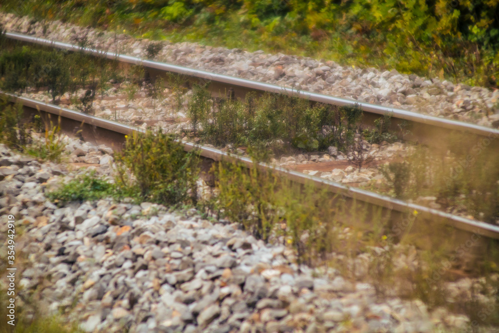 Poor condition of mainline train tracks. Heavy gauge normal train ...
