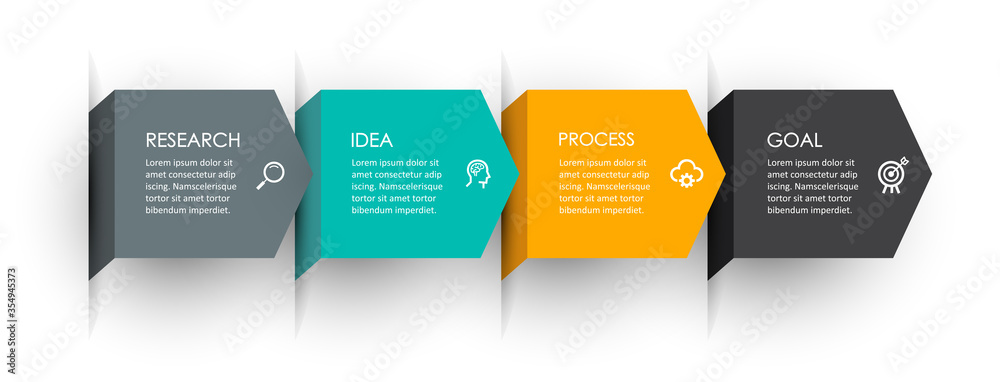 Vector Infographic arrow design with 4 options or steps. Infographics ...