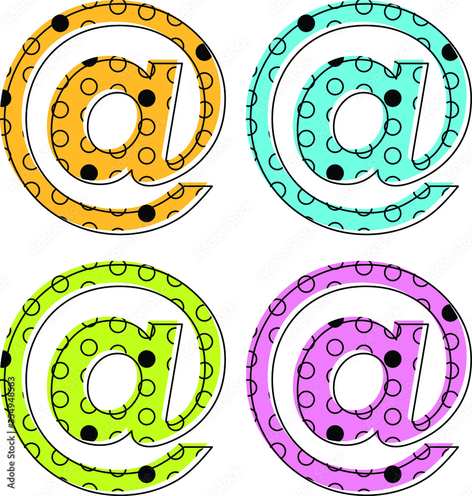 Neon At - @ - Symbol with Circle Pattern Inside Letters Stock Vector ...