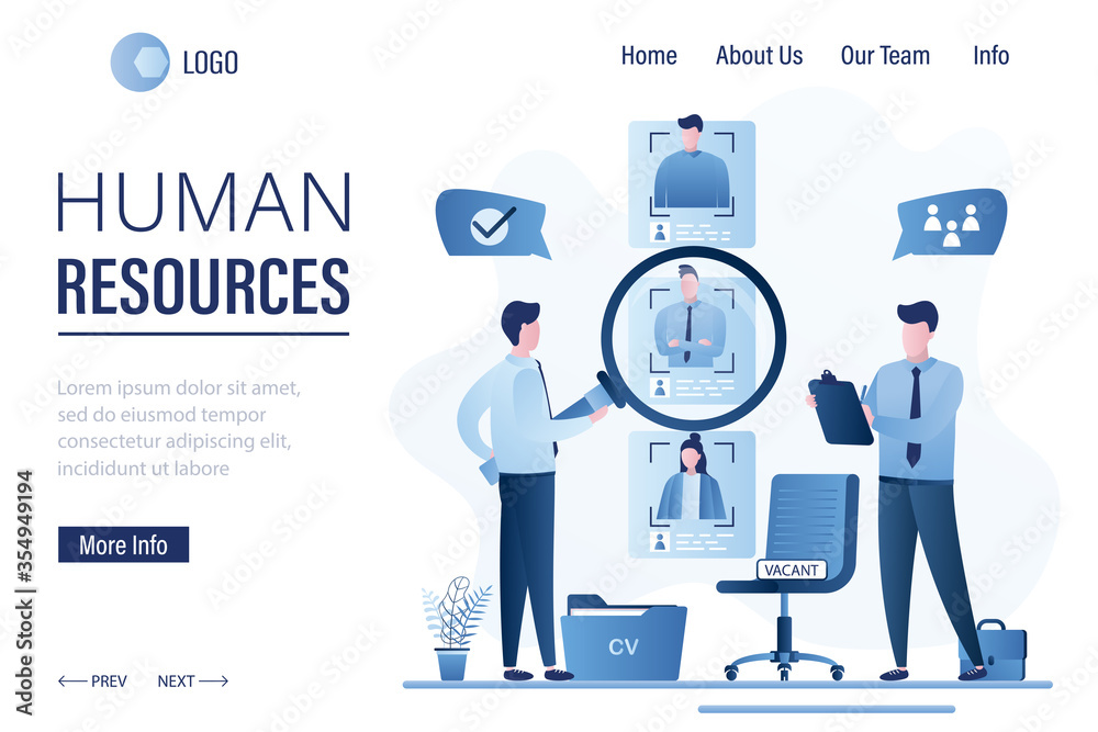 Human resources landing page template. Recruitment process concept ...