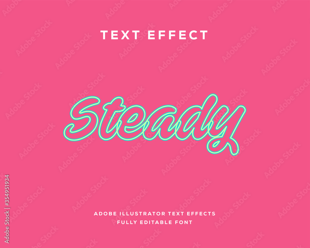 Editable text effect with line design and pink background Stock Vector ...