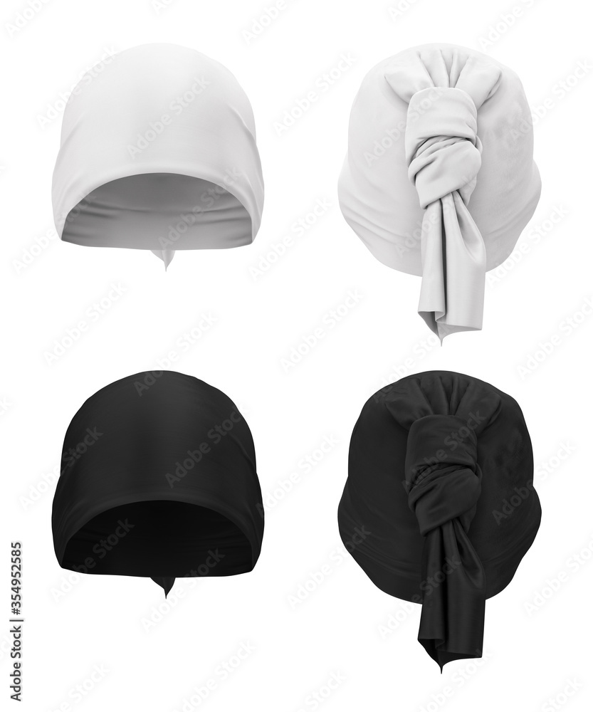 Buff with a knot, headband, hat of white and black. How to wear a buff ...