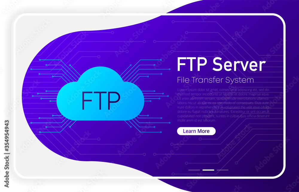 FTP server transfer files system on browser window and gradient ...