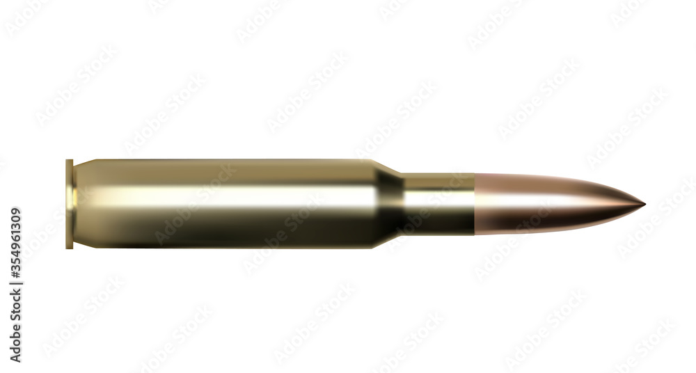 Bullet, shell on white background. 3d vector illustration. Shooting ...