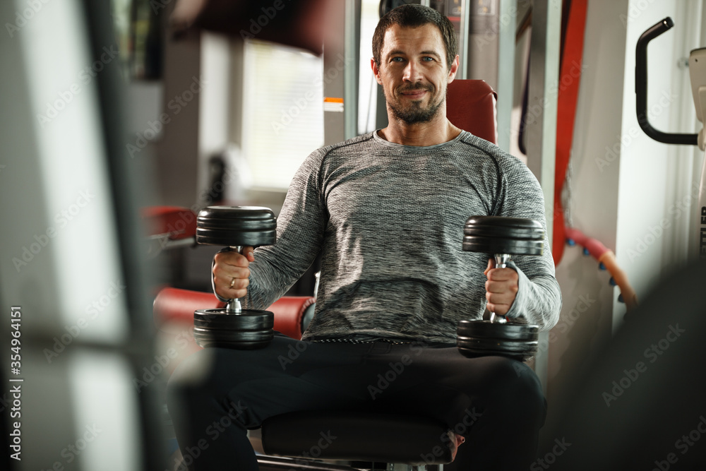 Fitness in gym, sport and healthy lifestyle concept. Handsome athletic ...