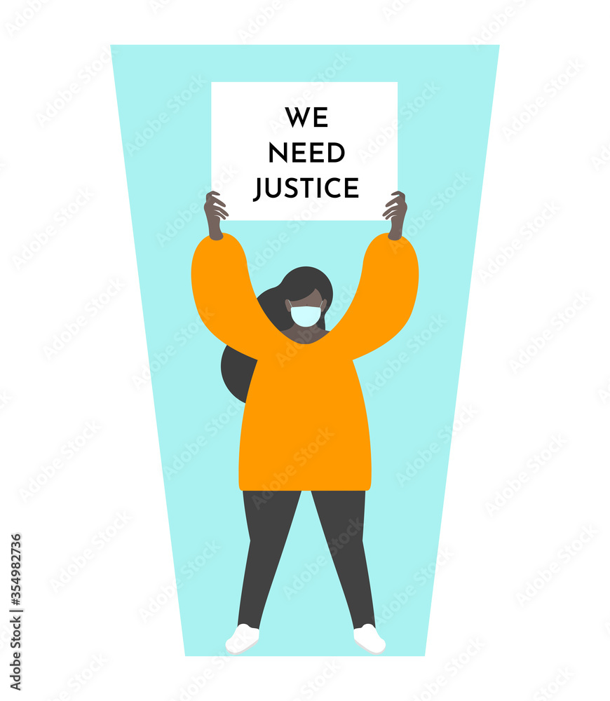 Vector illustration concept with dark skin girl holding broadsheet "We ...