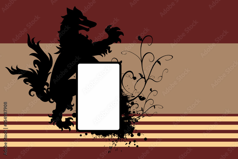 heraldic wolf coat of arms crest tattoo copysapce background in vector ...