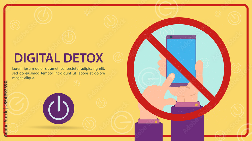 Digital detox sign prohibiting the use of a mobile smartphone hand ...