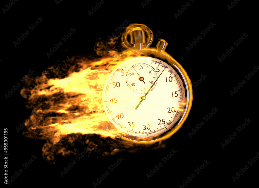 Time. Stopwatch in fire. 3d rendering image Stock Illustration | Adobe ...
