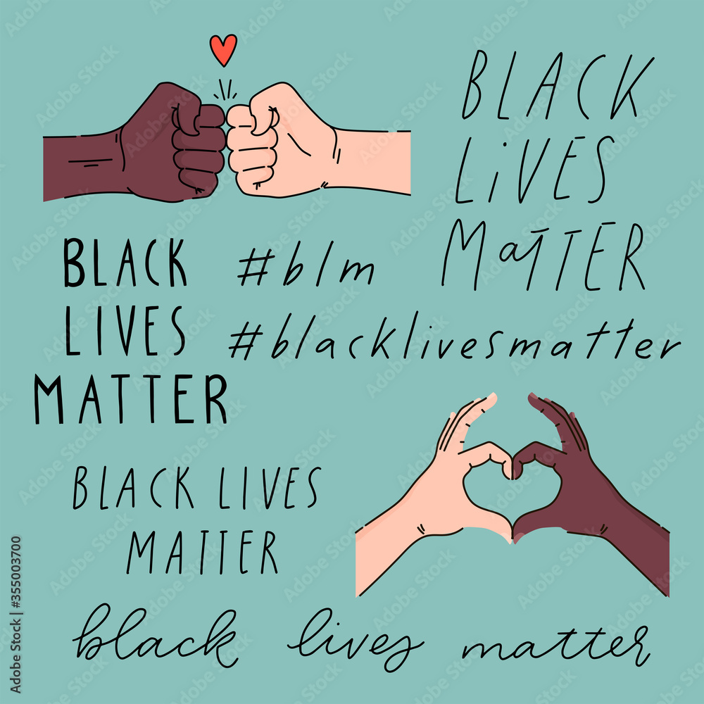 Black lives matter hand written lettering collection. Hashtag blm ...