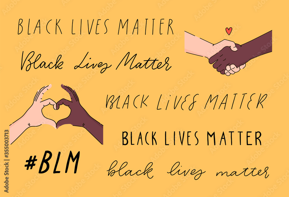 Black lives matter hand written lettering collection. Hashtag blm ...