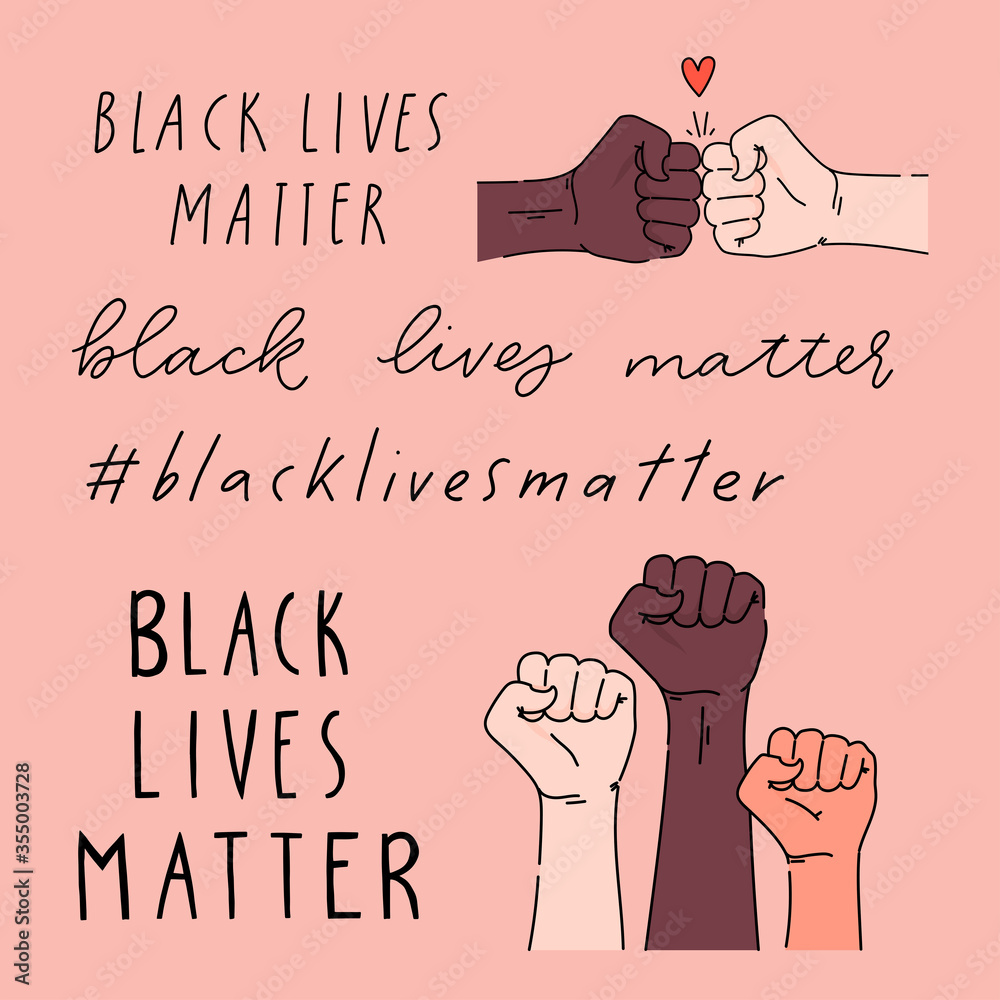 Black lives matter hand written lettering collection. Hashtag blm ...