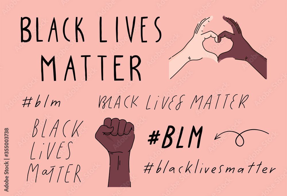 Black lives matter hand written lettering collection. Hashtag blm ...