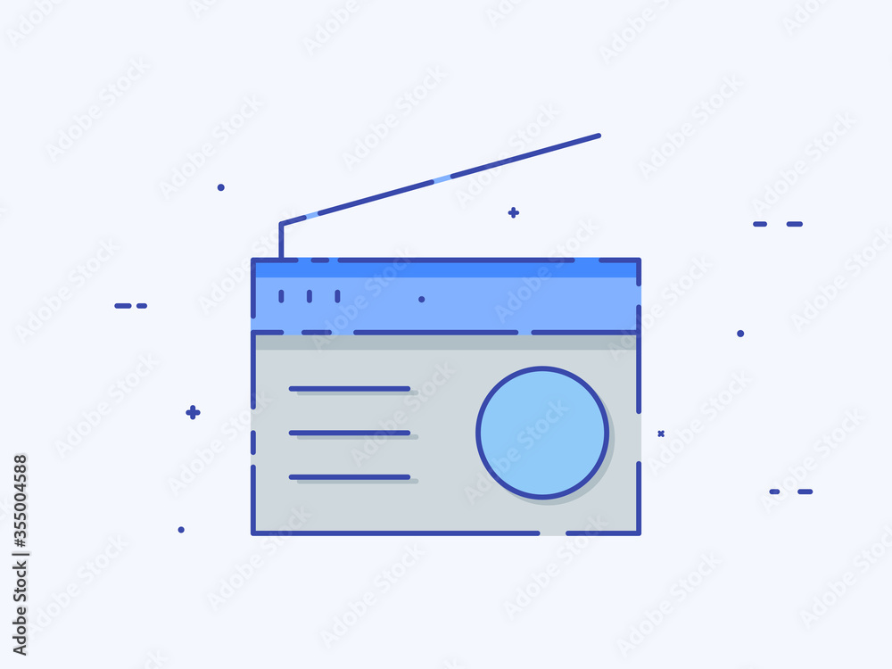 Technology and communication illustration, radio flat design vector ...