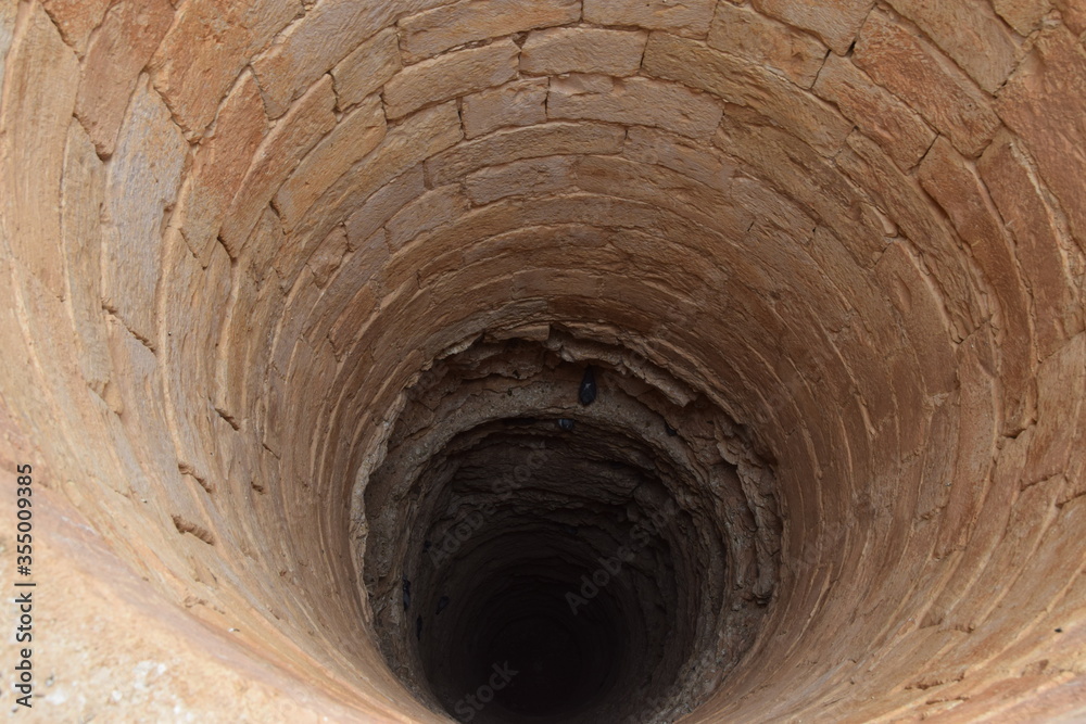 Well shaft made of stone at a desert castle / bathhouse for caravans ...