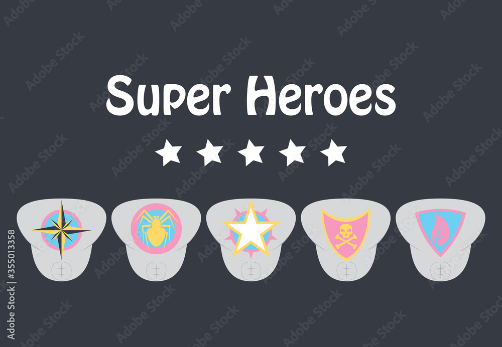 Set of Superhero color flat badges, emblems, logos. Superhero badge ...