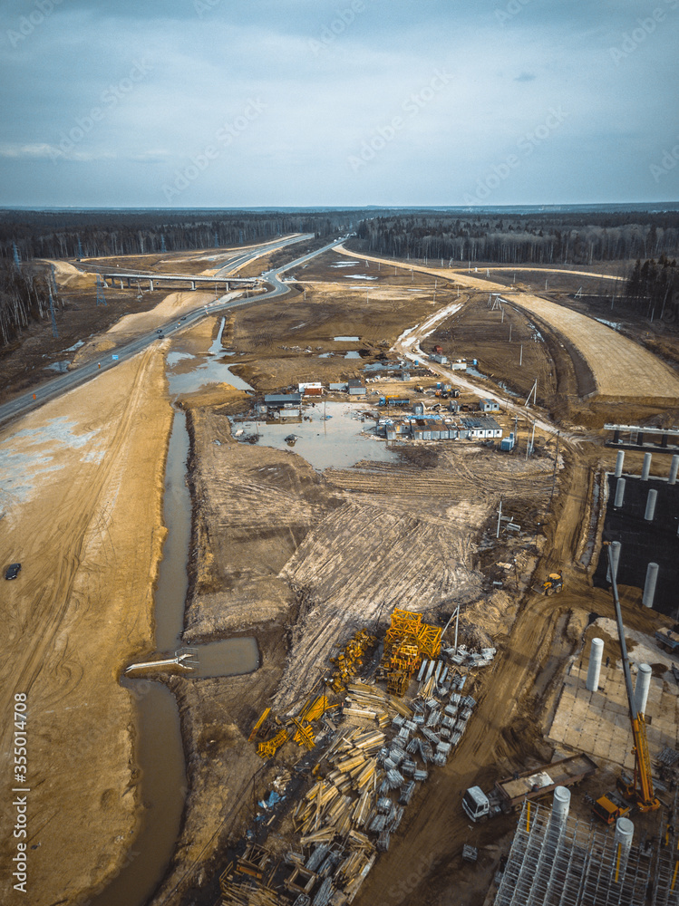 the construction process of the highway bridges overpass photographed ...