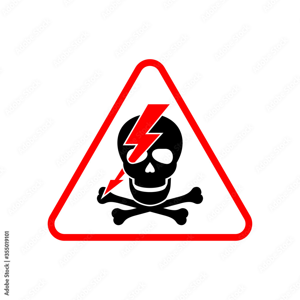 Danger high voltage - attention sign for electric switchboard and ...