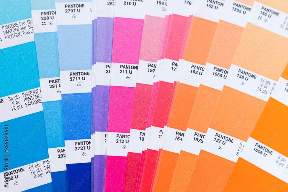 Pantone colorful color palette, used to select the right shade in the ...