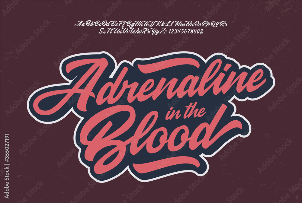 "Adrenaline in the Blood" Original Brush Script Font. Retro Typeface ...