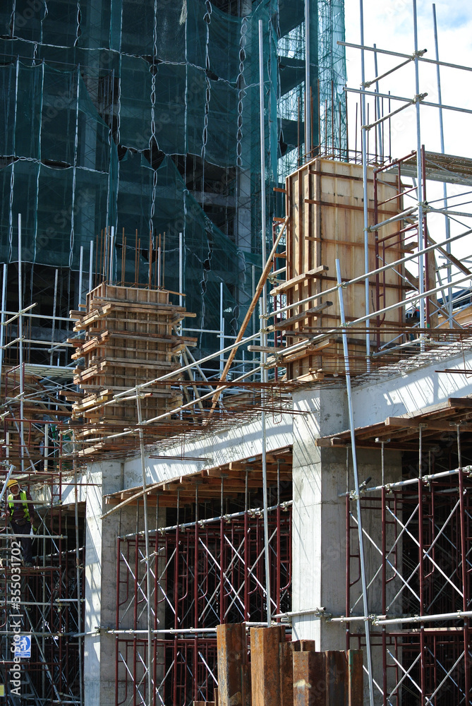 Pile cap formwork at construction site in Johor, Malaysia. Stock Photo ...