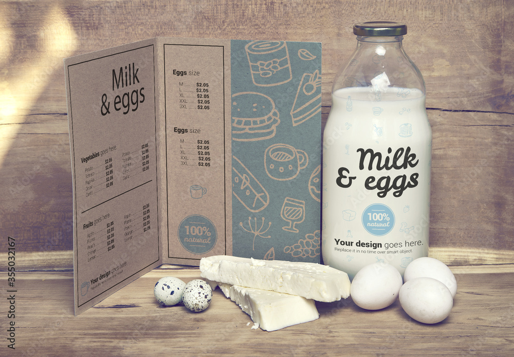 Dairy Farm Menu Mockup Stock Template | Adobe Stock