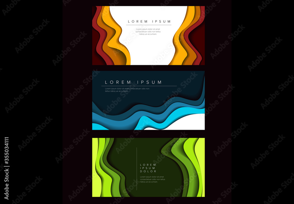Banner Layouts with Layered Paper Cutout Borders Stock Template | Adobe ...