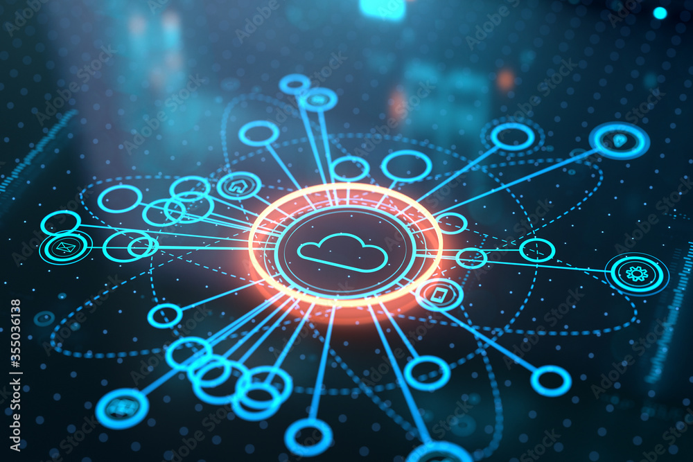 Internet infrastructure concept. Abstract technology background. 3D ...