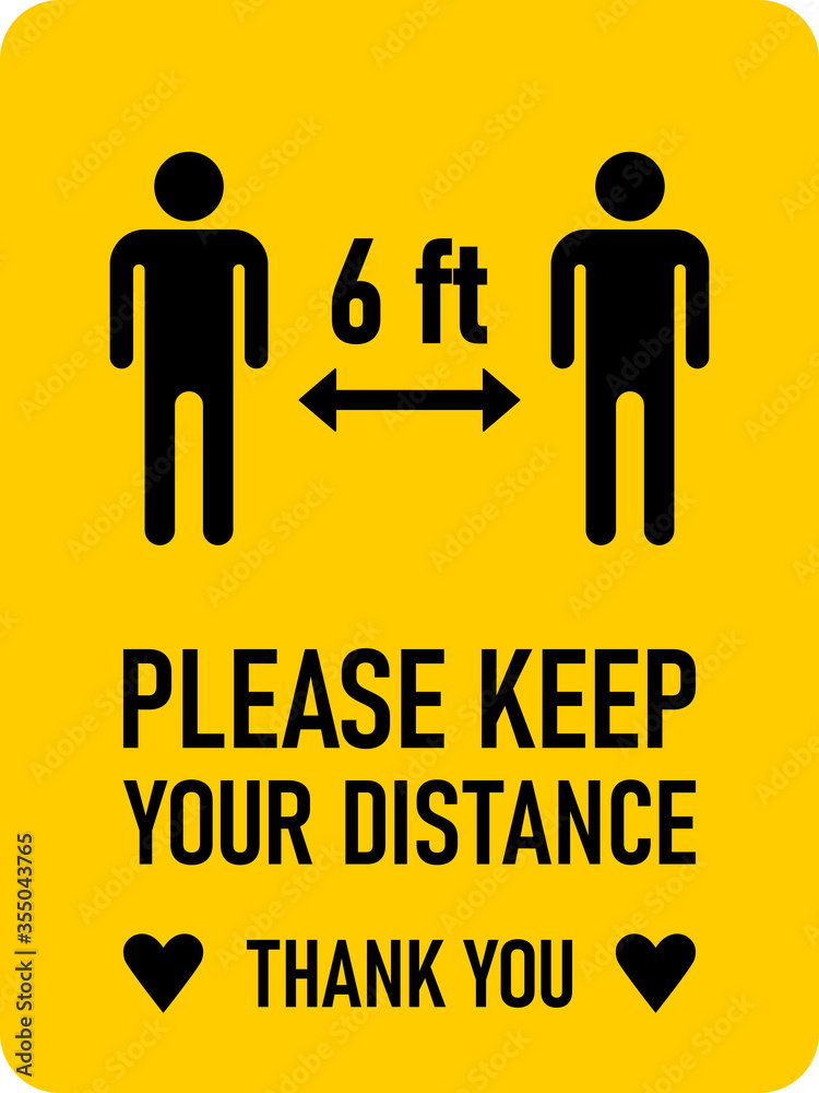 Please Keep Your Distance Thank You 6 ft or 6 Feet Vertical Social ...
