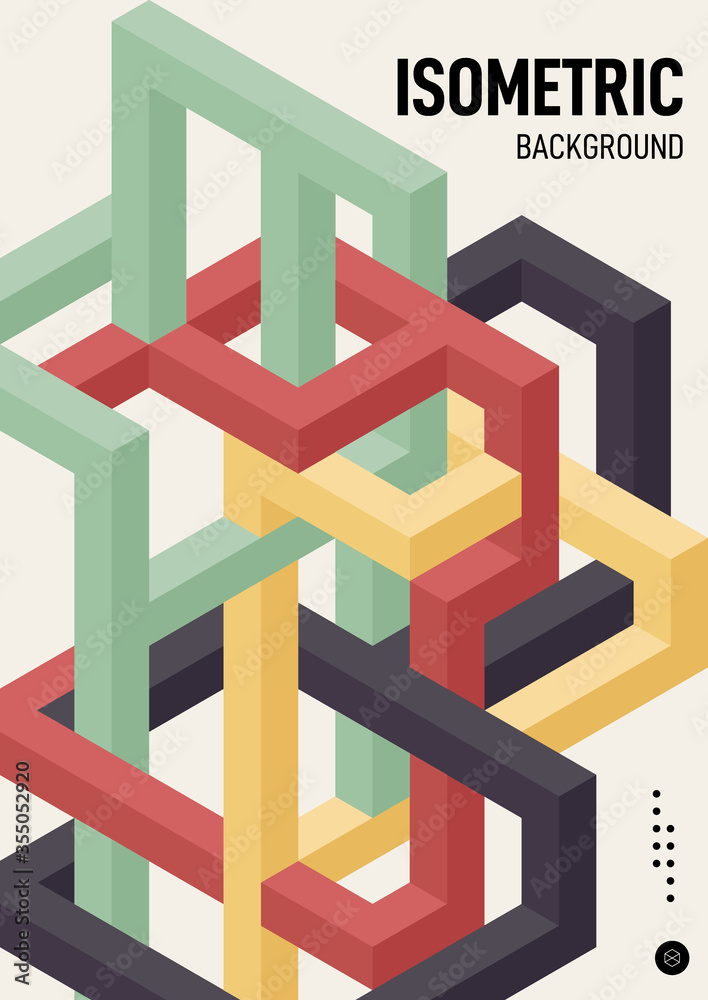 Abstract isometric geometric shape layout design template poster ...