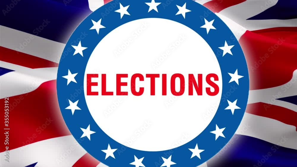 Elections text on British flag waving in wind video footage Full HD ...