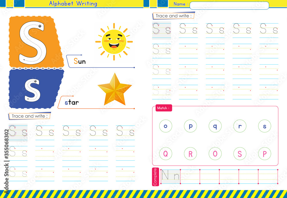 Alphabet writing A-Z Tracing Worksheet for preschool or kindergarten ...