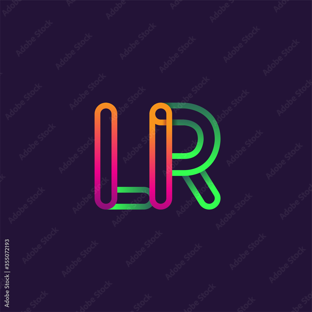 initial logo letter LR, linked outline rounded logo, colorful initial ...