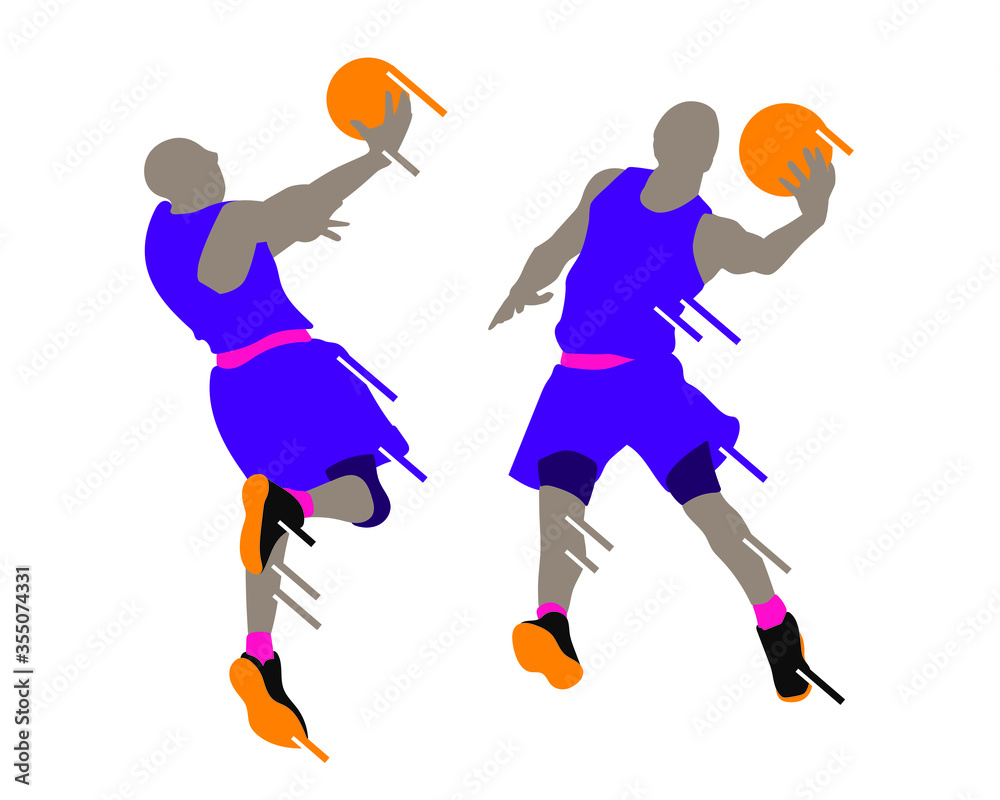 Basketball player shape silhouette vector set action pose Stock Vector ...