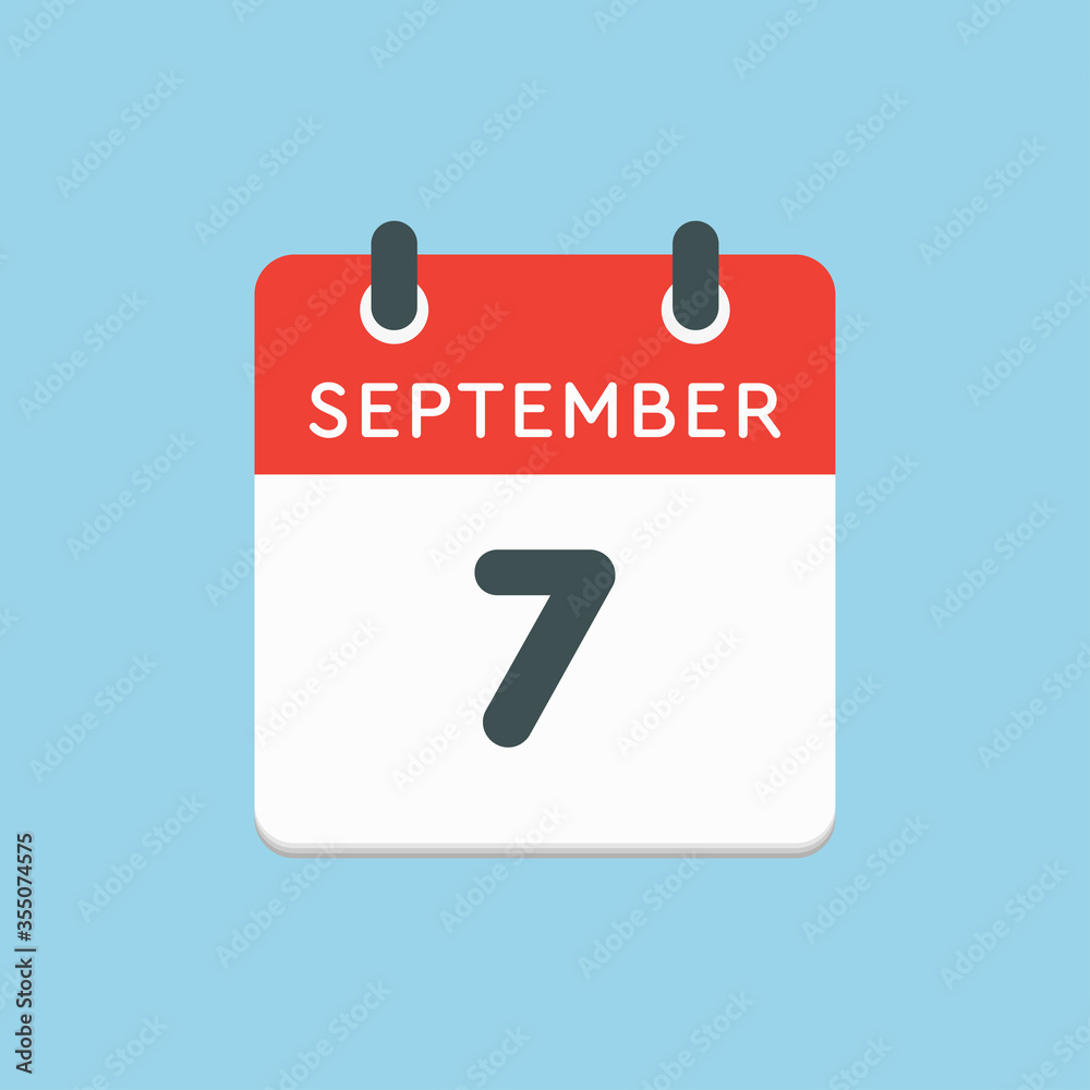 Calendar icon day 7 September, template date days Stock Vector | Adobe ...