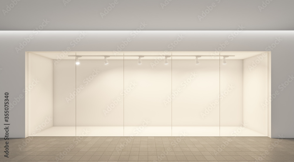 Shop window display, Empty storefront, Showcase on the street.mock up ...
