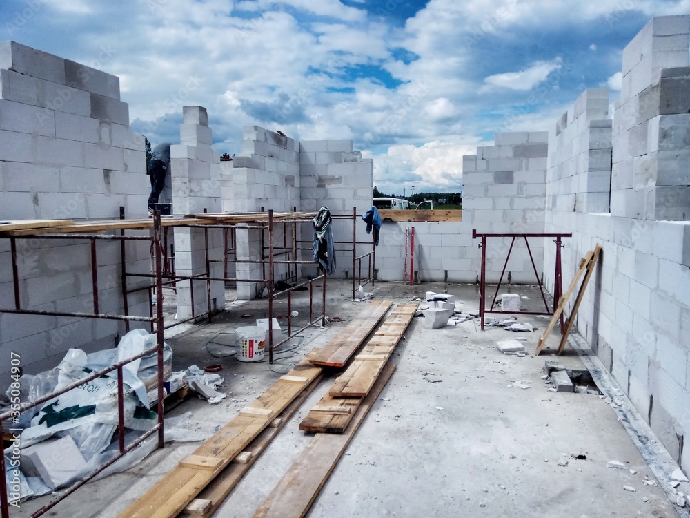 Building of detached house in Poland. Construction of detached house ...