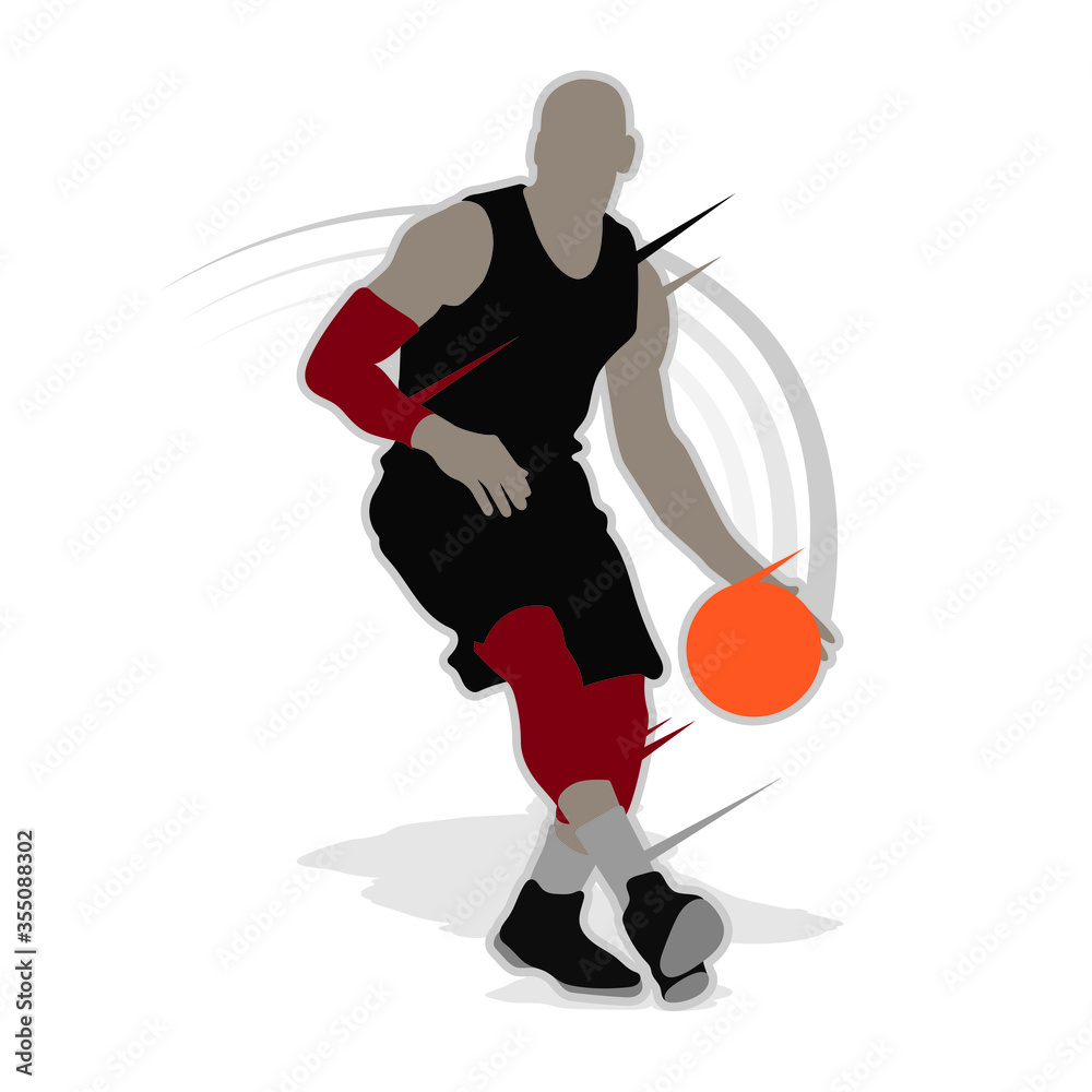 Basketball player shape silhouette vector set action pose Stock Vector ...
