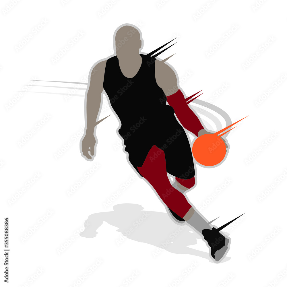 Basketball player shape silhouette vector set action pose Stock Vector ...