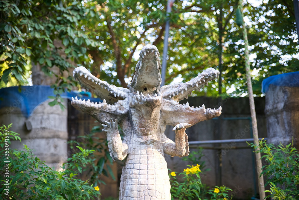 crocodile god, farm in Thailand, floating alligator in the lake, jaw ...
