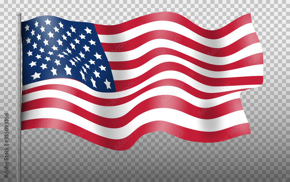 Waving Flag of the United States of America On Transparent Background ...