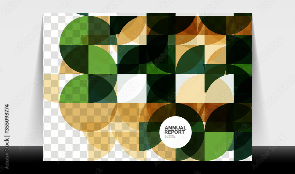 Horizontal A4 business flyer annual report template, circles and ...