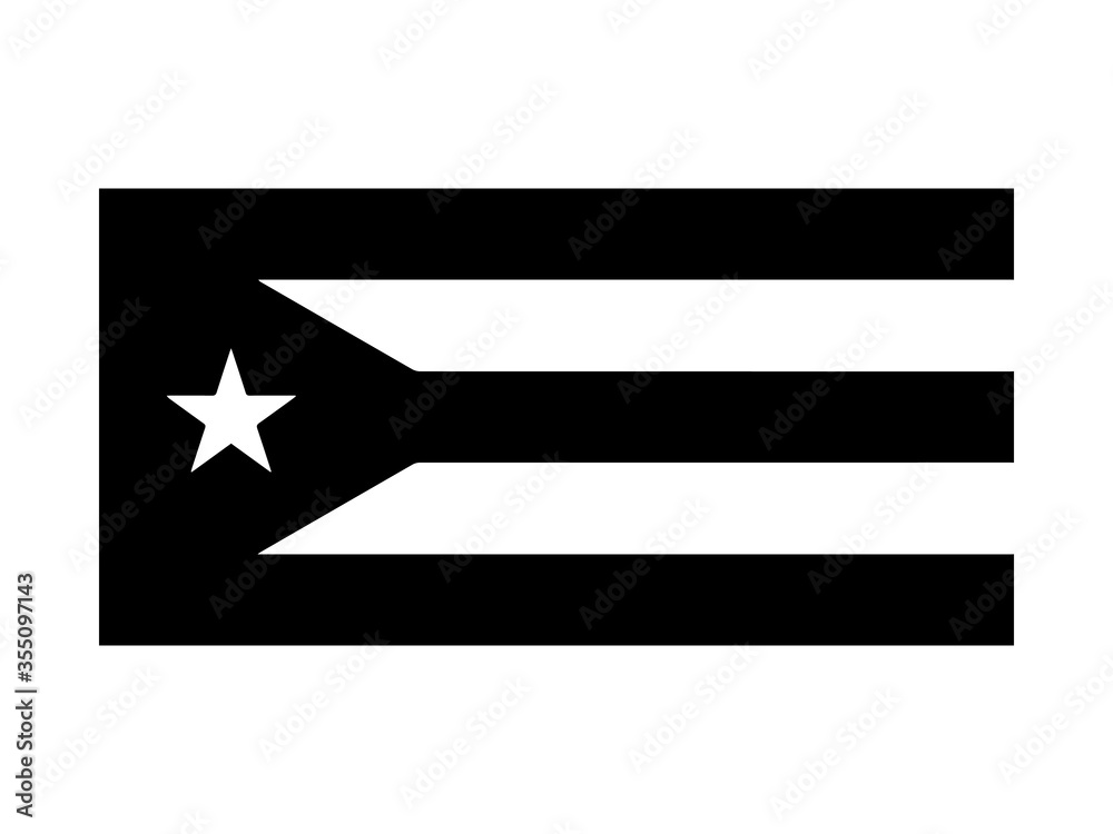 Cuba Flag Black and White. Country National Emblem Banner. Monochrome ...