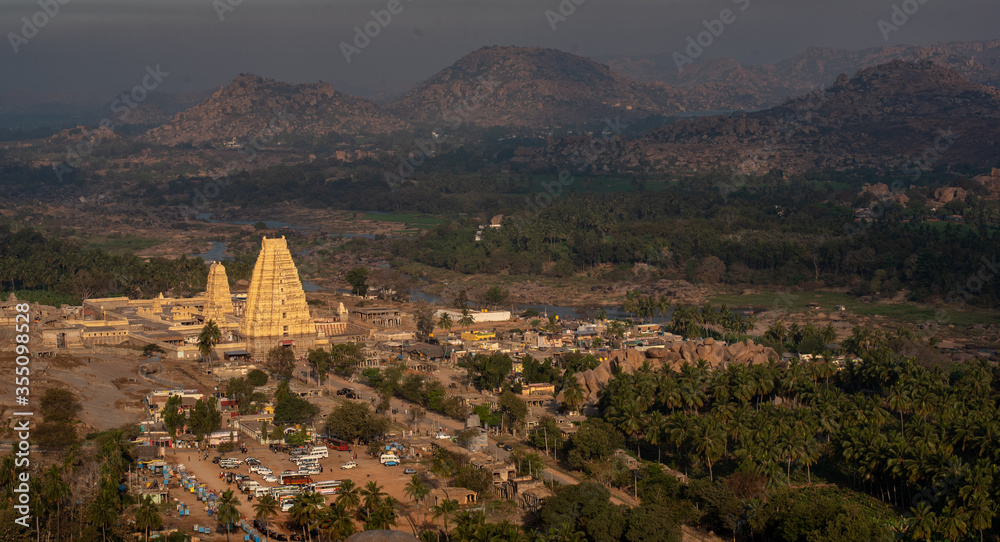 a view of Virupaksha Temple, a famous and ancient Shiva Temple built by ...
