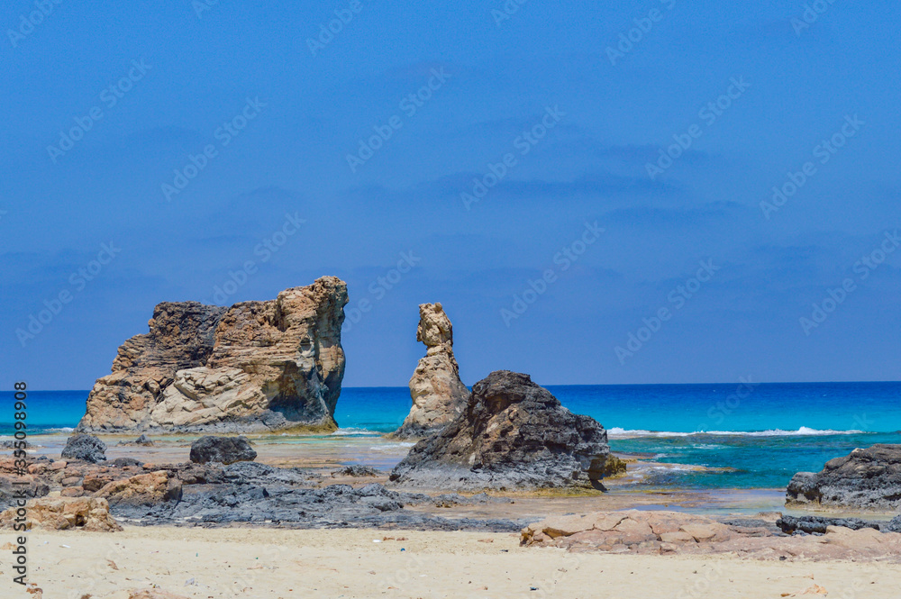 Cleopatra's beach in Marsa Matrouh, Egypt on a sunny day, no tourists ...
