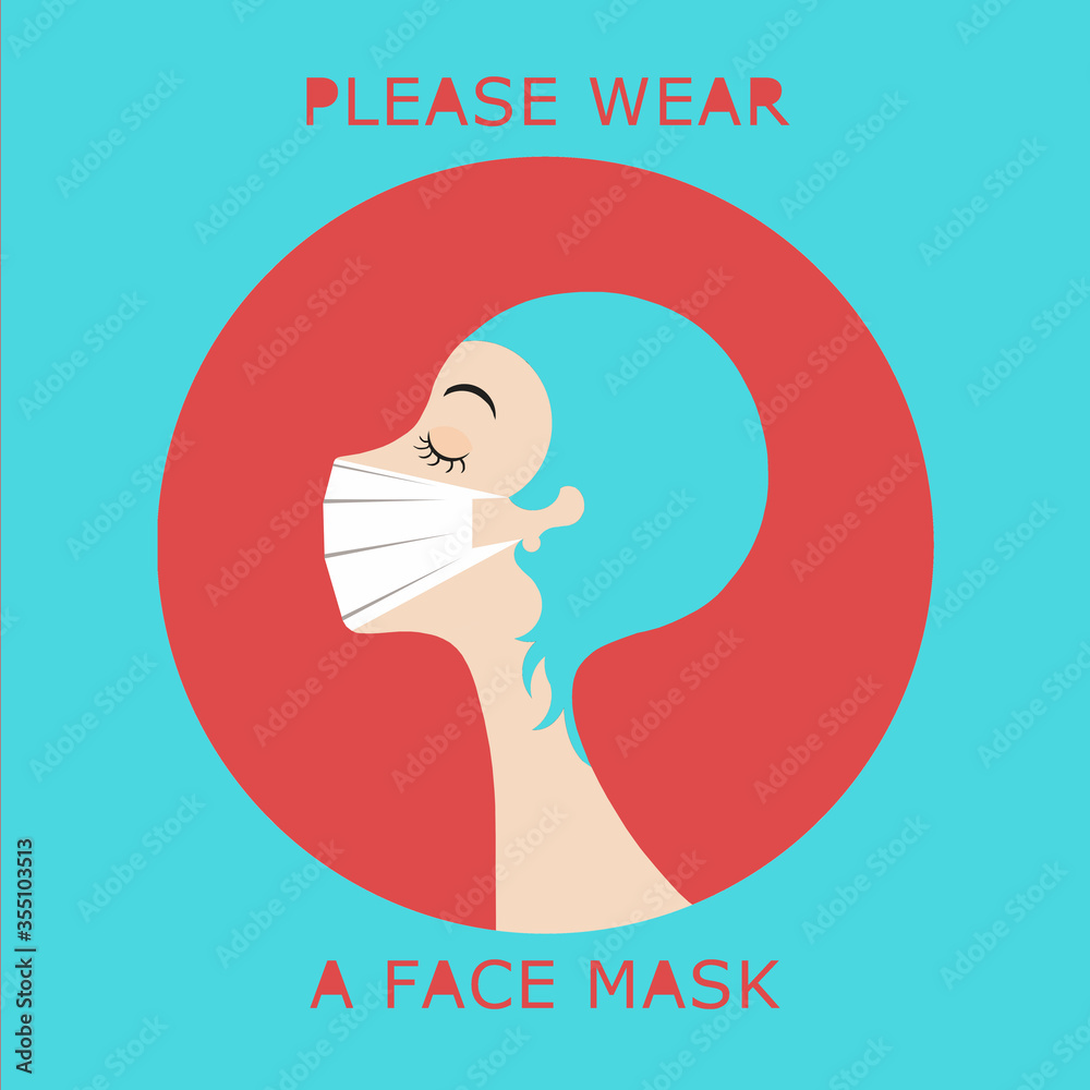 Please wear a facial mask instruction image, character wearing a mask ...