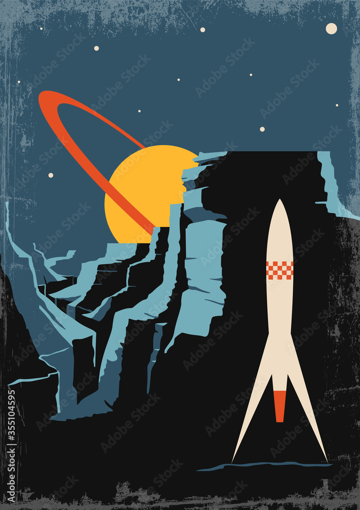 Retro Future Space Journeys Propaganda Poster Set, Mid Century Modern ...