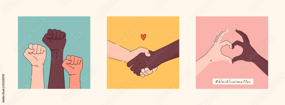 Black lives matter hand drawn poster, card collection. Hashtag blm ...